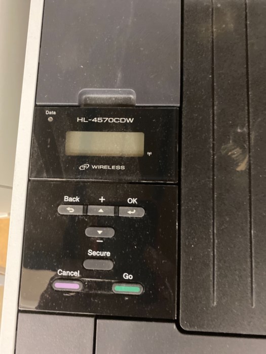 One and a half aisles of printers for sale