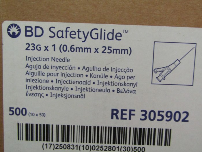 Pallet of 30 New BD 305902 SafetyGlide Injection Needle - 23G x 1" CASE ...
