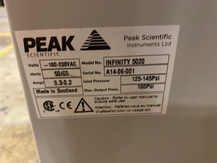 Peak Scientific infinity 5020 Nitrogen Generator for sale