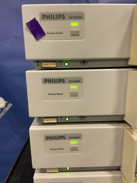 Philips M1026a Anesthetic Gas Module Lot Of 4 All Powered On At Time Of Auction For Sale