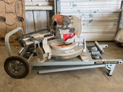 Ridgid 12” Miter Saw w/ Ridgid MS-UV Miter Saw Utility Vehicle for sale