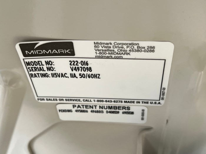 Midmark Ritter Model: 222-016 Examination Table for sale