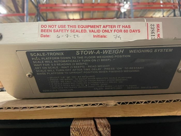 Scale Tronix STOW-A-WEIGH Weighing System for sale
