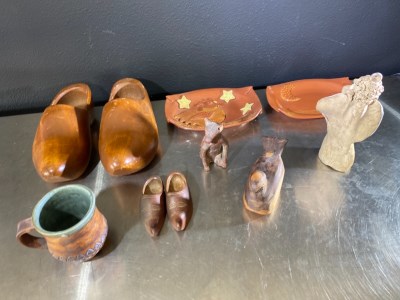 Selection of random Collectible items including wood shoes from Holland ...