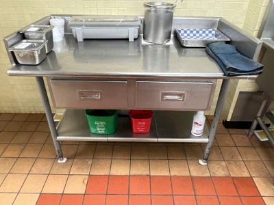 Stainless Steel Prep Station w/ Back Splash Guard & Under-storage for sale