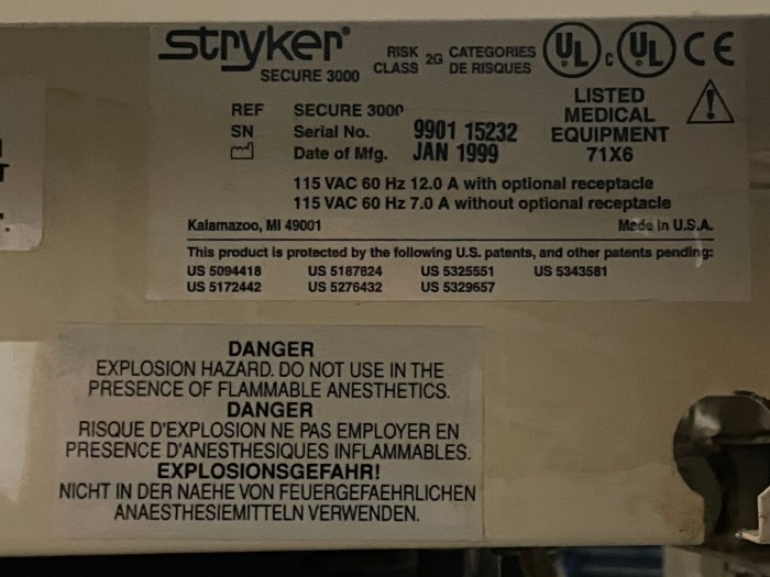 Stryker Secure 3000 Hospital Bed for sale