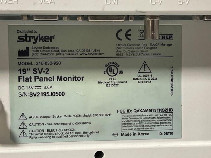Stryker SV-2 Video Monitor for sale