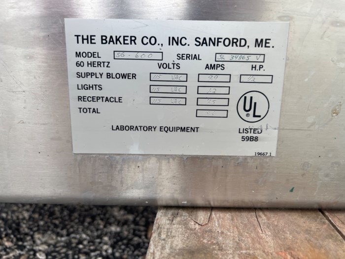 The Baker Company Model: SG-600 Class II Type A/B3 SterilGARD Hood for sale