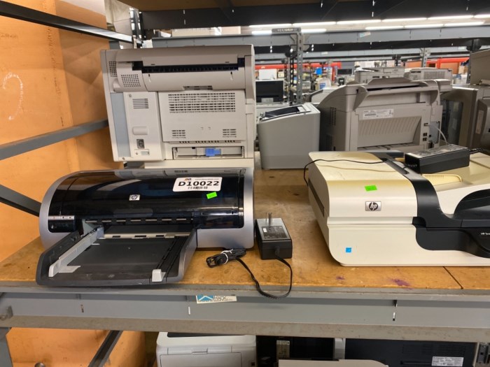 Two large Aisles of printers and scanners for sale