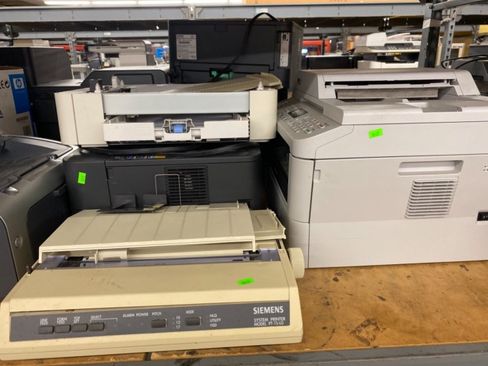 Two large Aisles of printers and scanners for sale