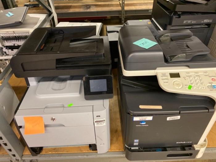 Two large Aisles of printers and scanners for sale