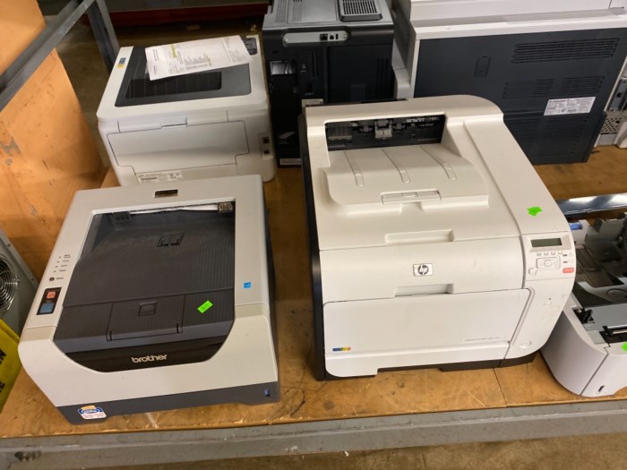 Two large Aisles of printers and scanners for sale