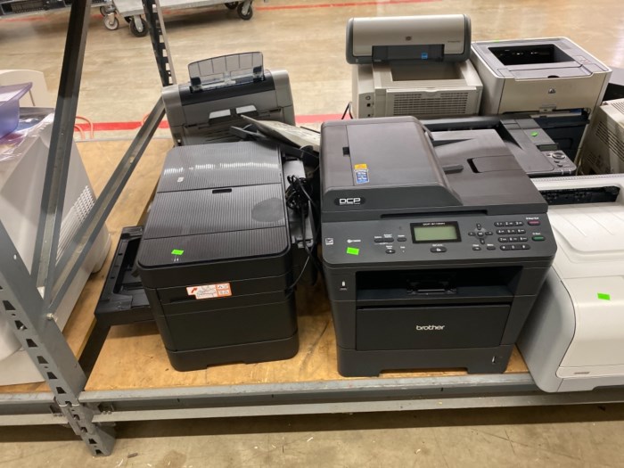 Two large Aisles of printers and scanners for sale