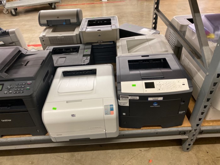 Two large Aisles of printers and scanners for sale