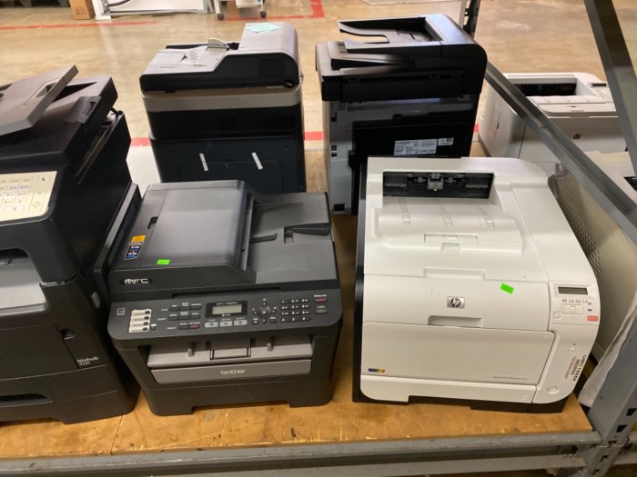 Two large Aisles of printers and scanners for sale
