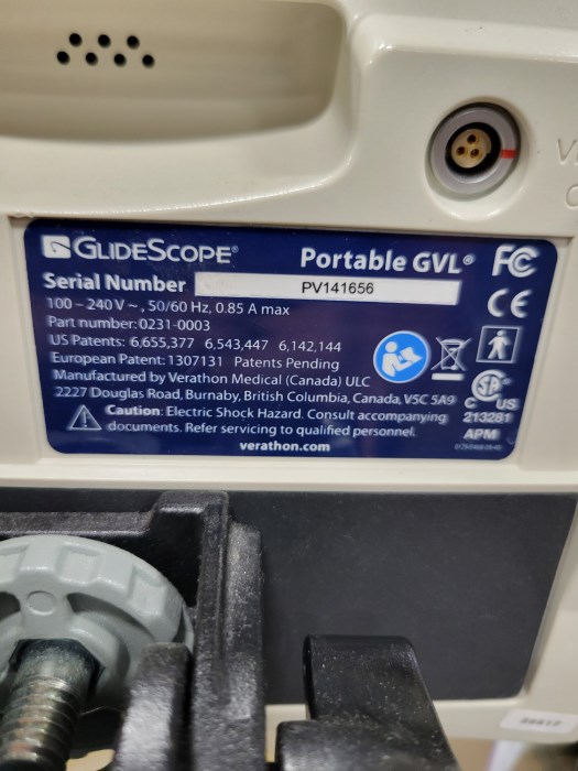 VERATHON GLIDESCOPE 0231-0003 VIDEO LARYNGOSCOPE for sale